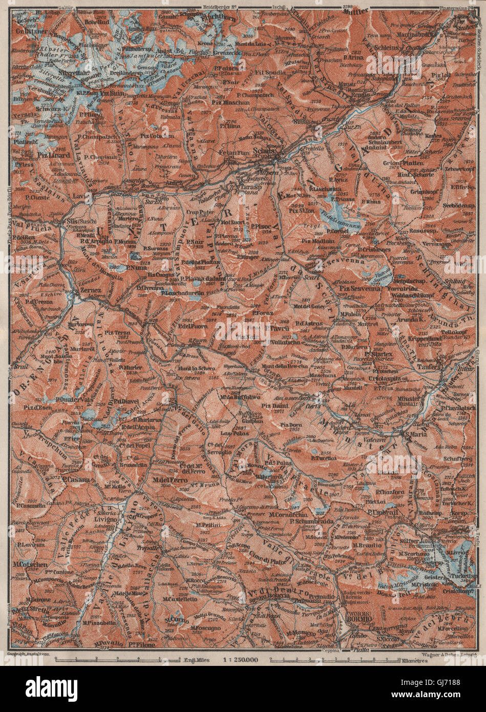 LOWER ENGADINE. Livigno Bormio Ftan Scuol Silvretta Range Piz Buin ...