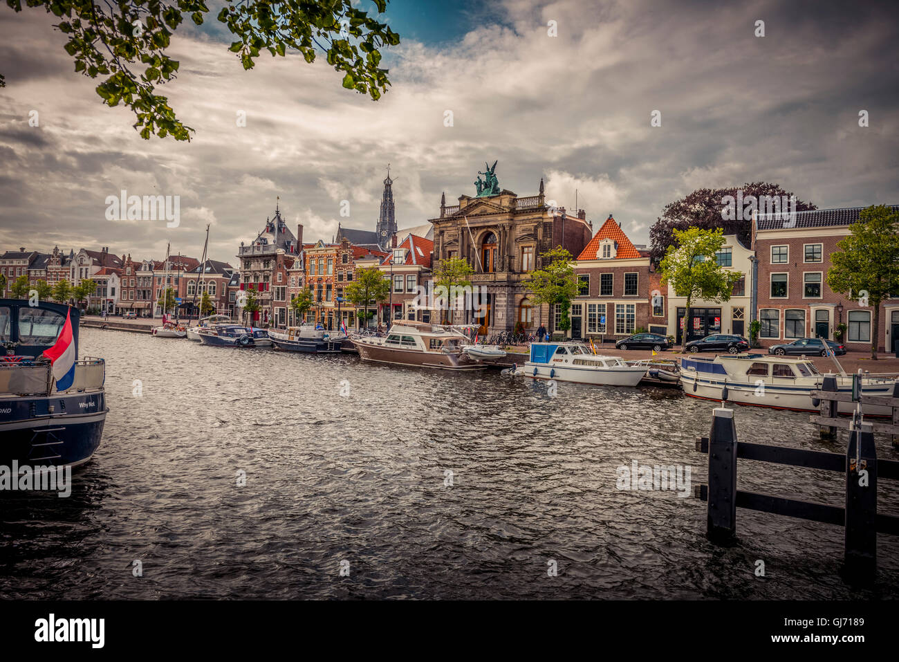 The Netherlands, Haarlem, canal, shore, waterside promenade Stock Photo ...