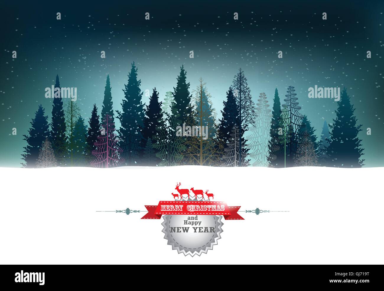 christmas card with pine tree background Stock Vector Image & Art - Alamy