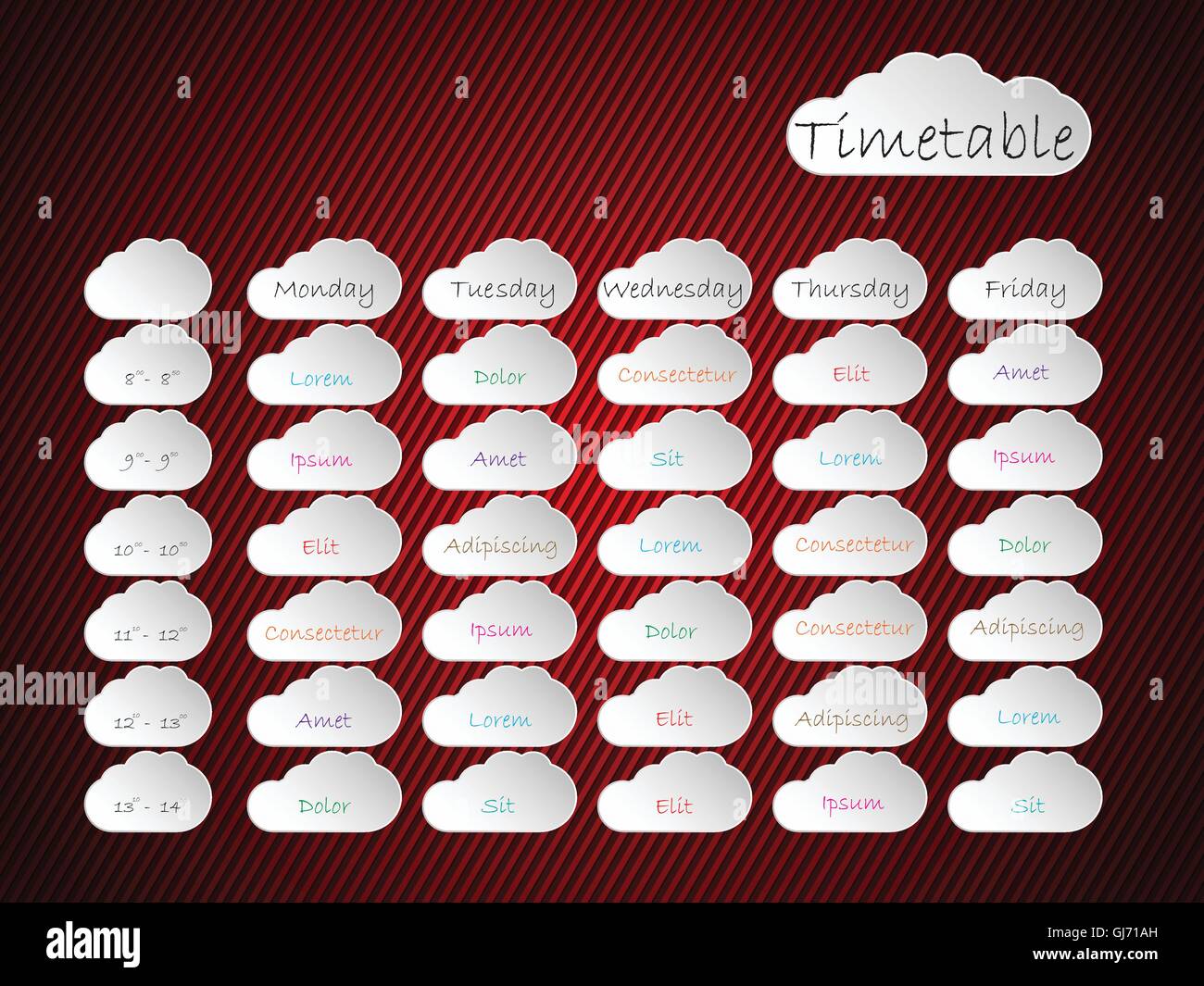 Timetable background design with cloud shapes Stock Vector Image & Art ...