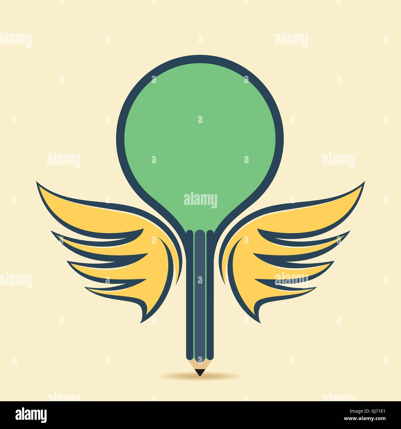 creative bulb design with pencil and wings to write your text in space ...