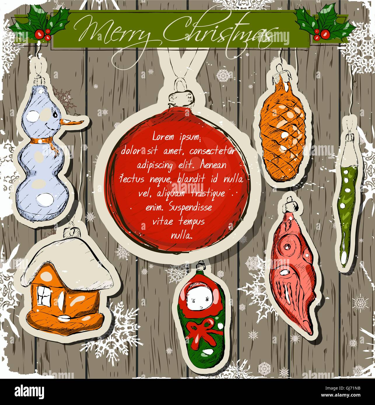 Wooden christmas decorations red Stock Vector Images - Alamy