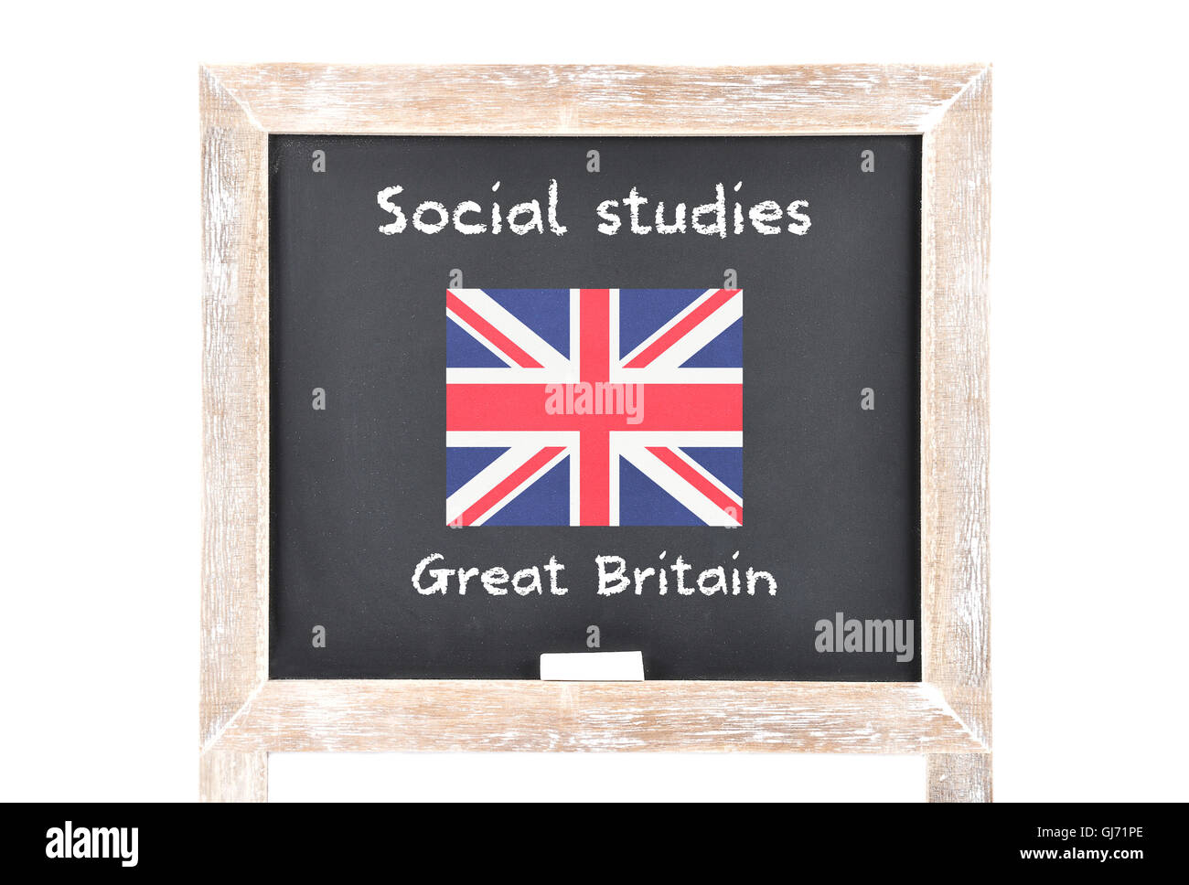 Social studies with flag on board Stock Photo - Alamy
