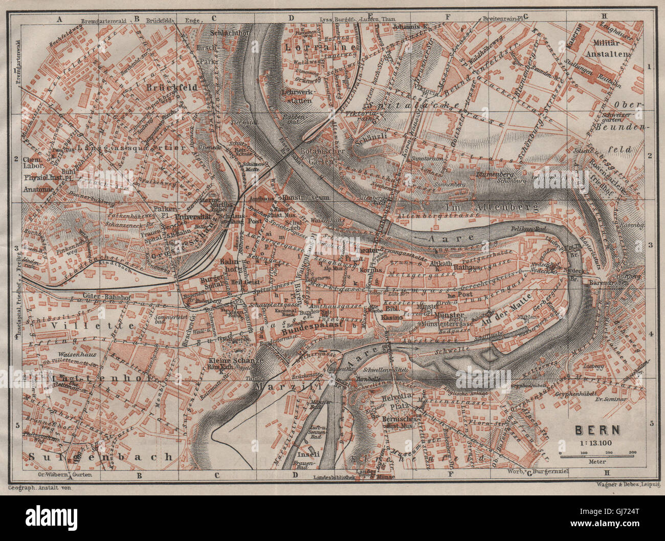 Berne vintage town city map hi-res stock photography and images - Alamy
