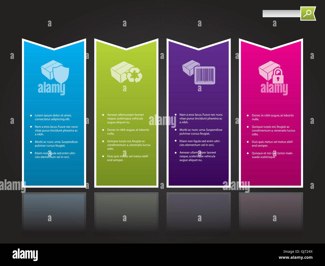 Website template design with arrow shaped color labels Stock Vector ...