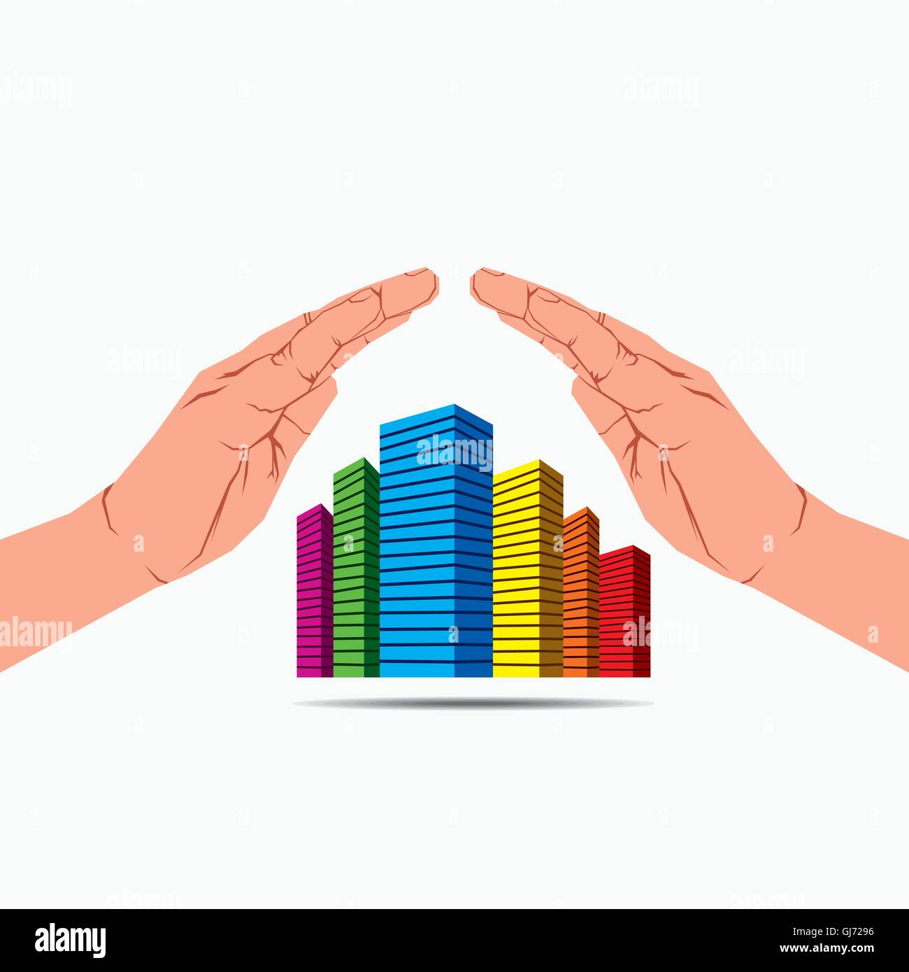 colorful building under hand vector Stock Vector Image & Art - Alamy