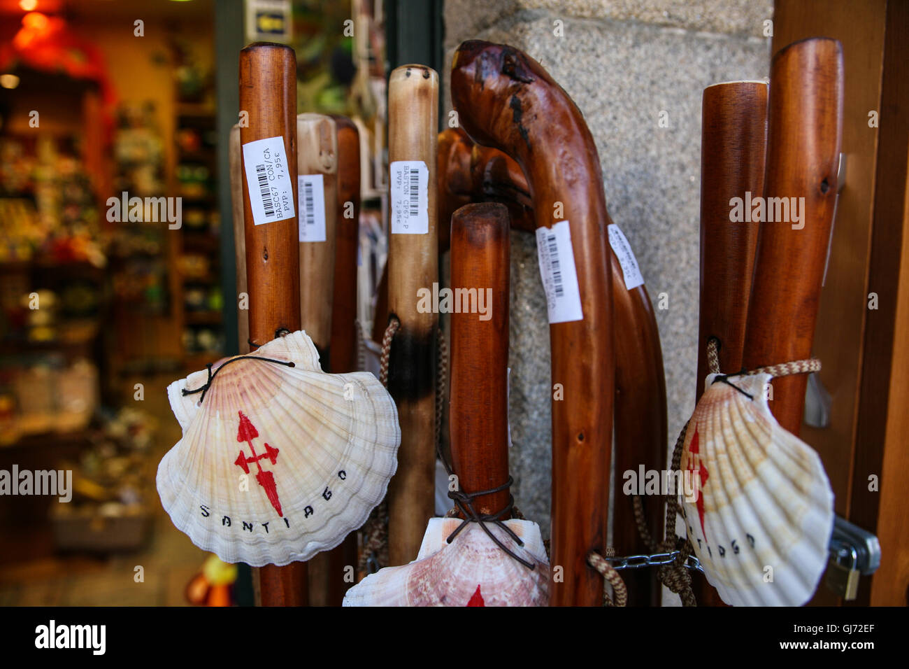 Pilgrim staff's, walking sticks for sale at this tourist shop in the ...