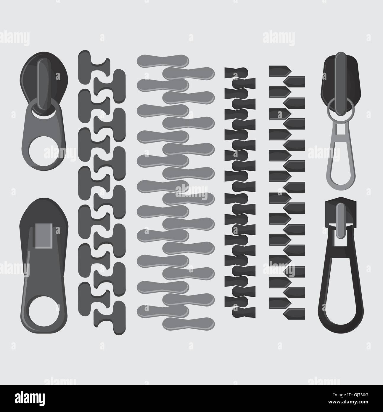 Zip zipper cloth metal teeth icon set Stock Vector Image & Art - Alamy