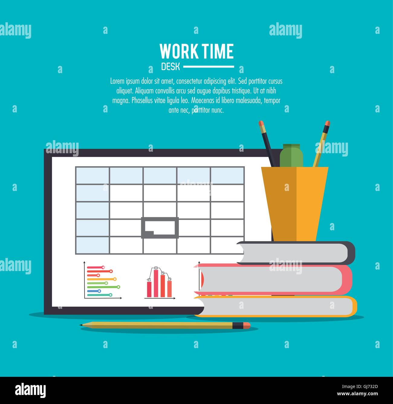 tablet office work time supply icon, vector Stock Vector Image & Art ...