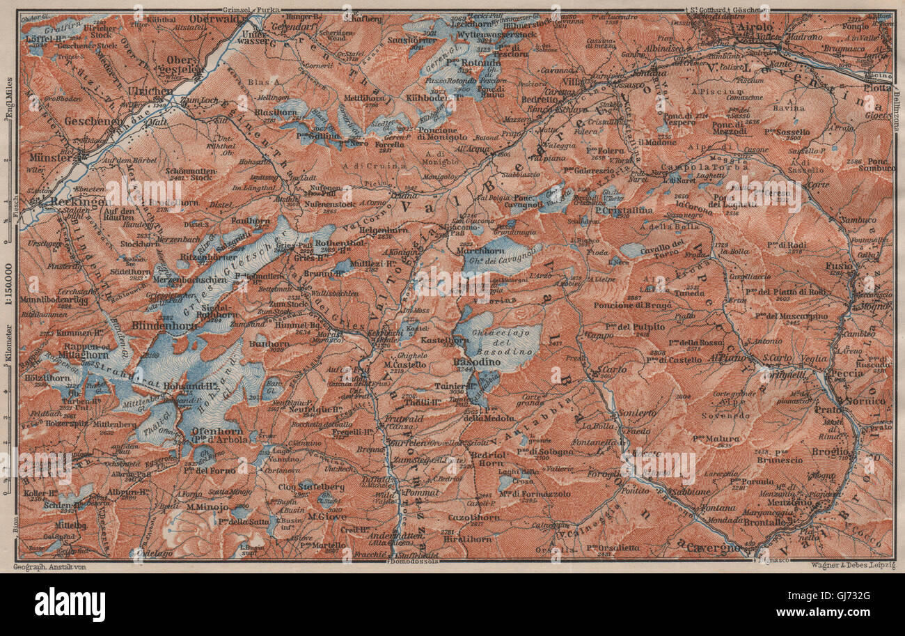 GRIES PASS & NW TICINO ALPS. Val Bedretto Airolo Basodino Ofenhorn ...