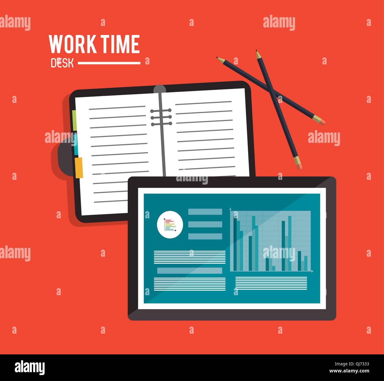 tablet office work time supply icon, vector Stock Vector Image & Art ...