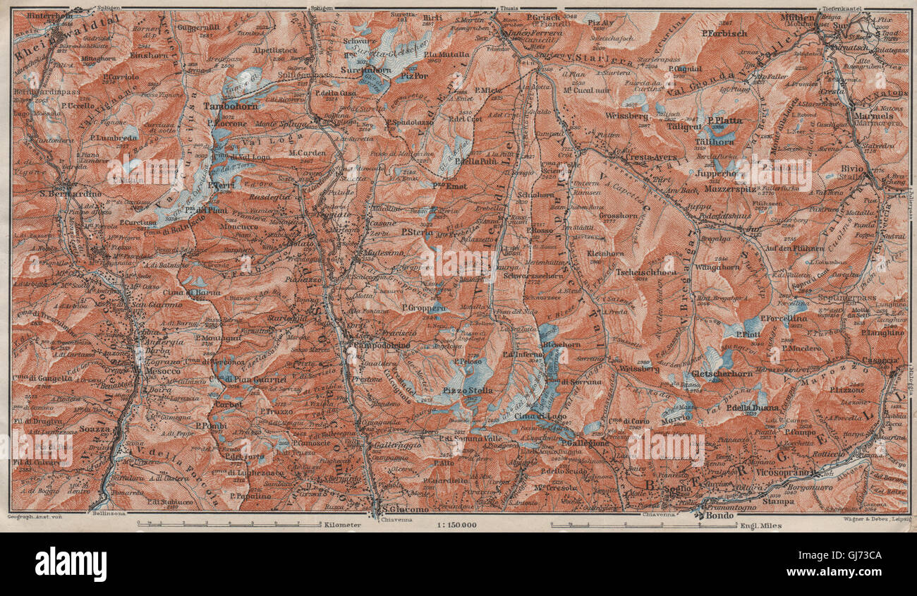 SPLÜGEN-BONDO. Madesimo San Bernardino Mesocco Tambohorn Surettahorn ...