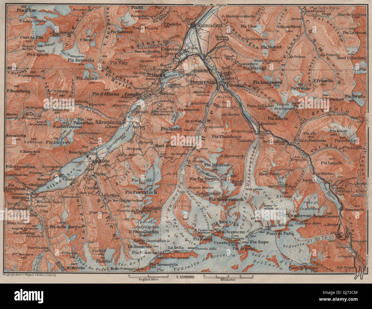 UPPER ENGADINE. St Moritz Celerina Pontresina Sils-Maria Bernina Range ...