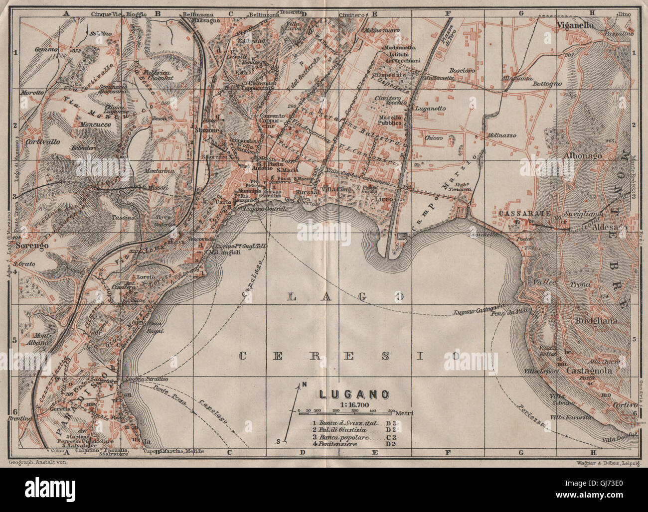LUGANO. town city stadtplan. Switzerland Suisse Schweiz carte karte ...