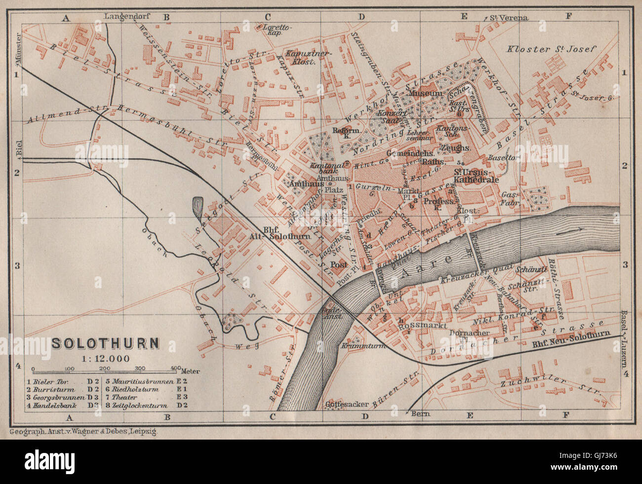 SOLEURE / SOLOTHURN. town city stadtplan. Switzerland Suisse Schweiz ...