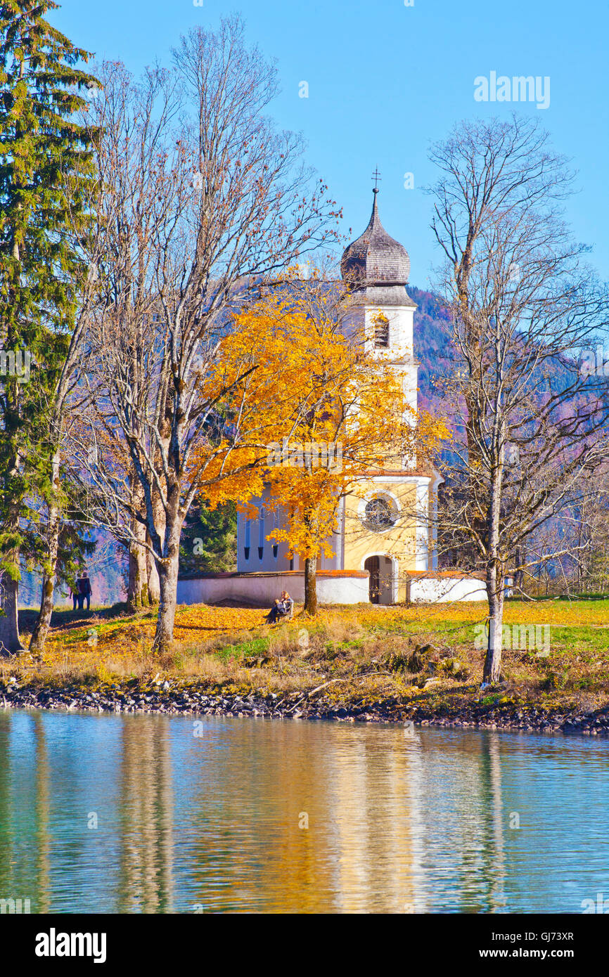 Church at Lake Walchen (Walchensee Stock Photo - Alamy