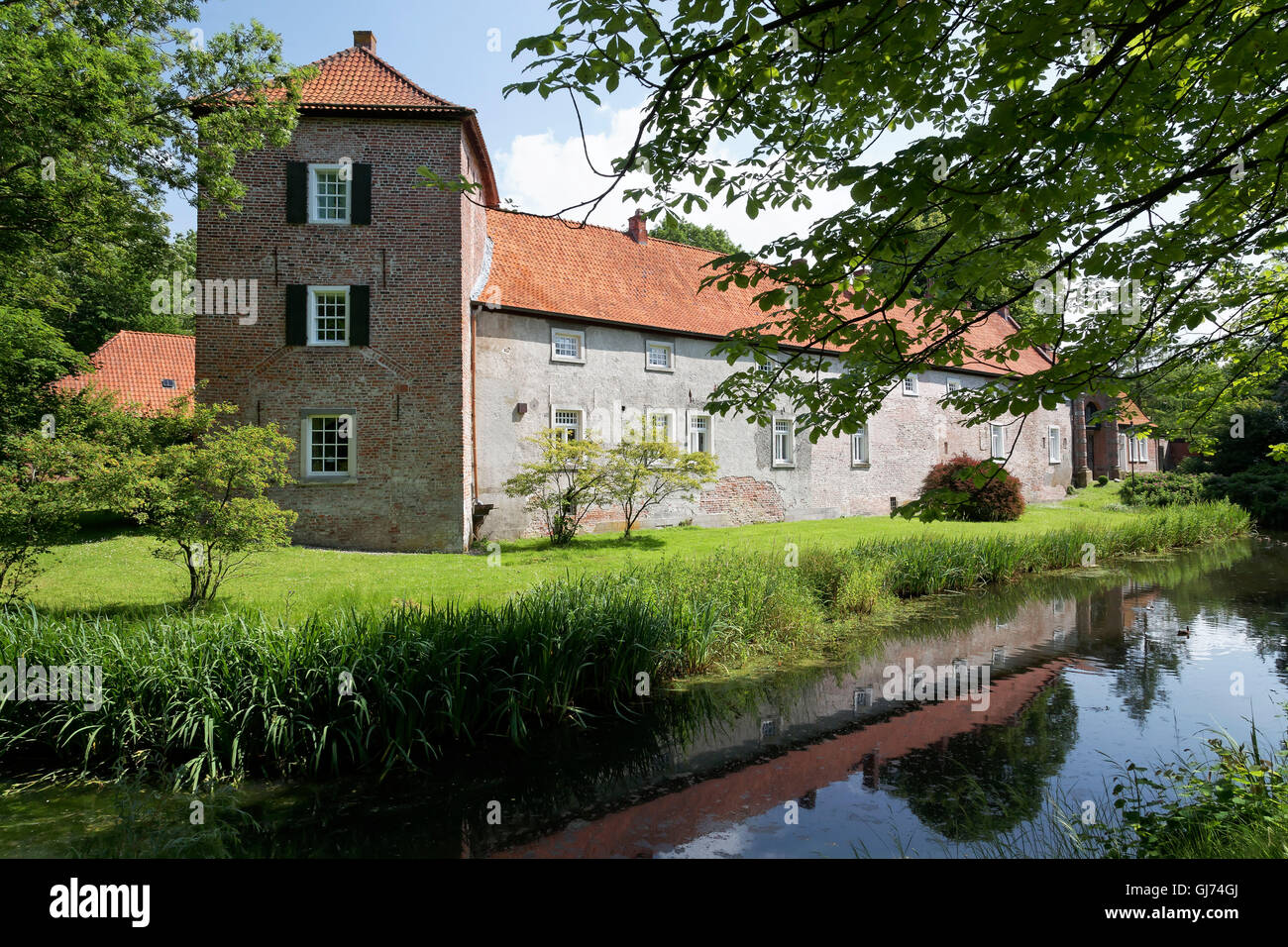 Berum Castle in the district of Hage, Berum, East Frisia, Lower Saxony ...