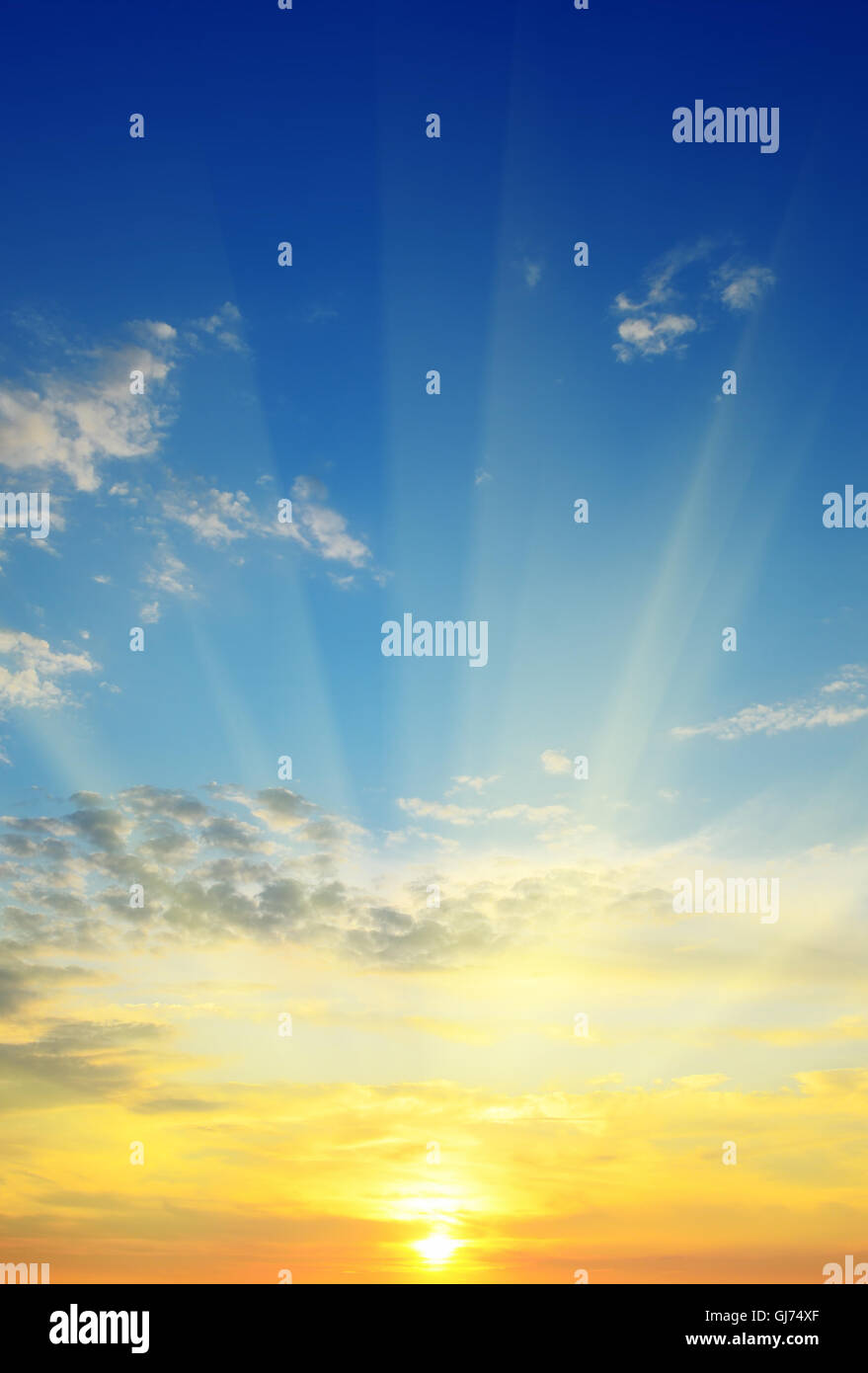the sun rays illuminate the sky above the horizon Stock Photo - Alamy