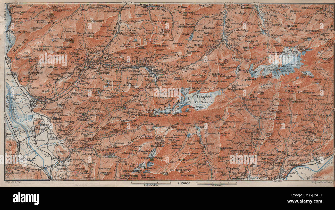 AIGLE DISTRICT.Les Diablerets Villars Gryon Leysin Les Mosses Ormont ...