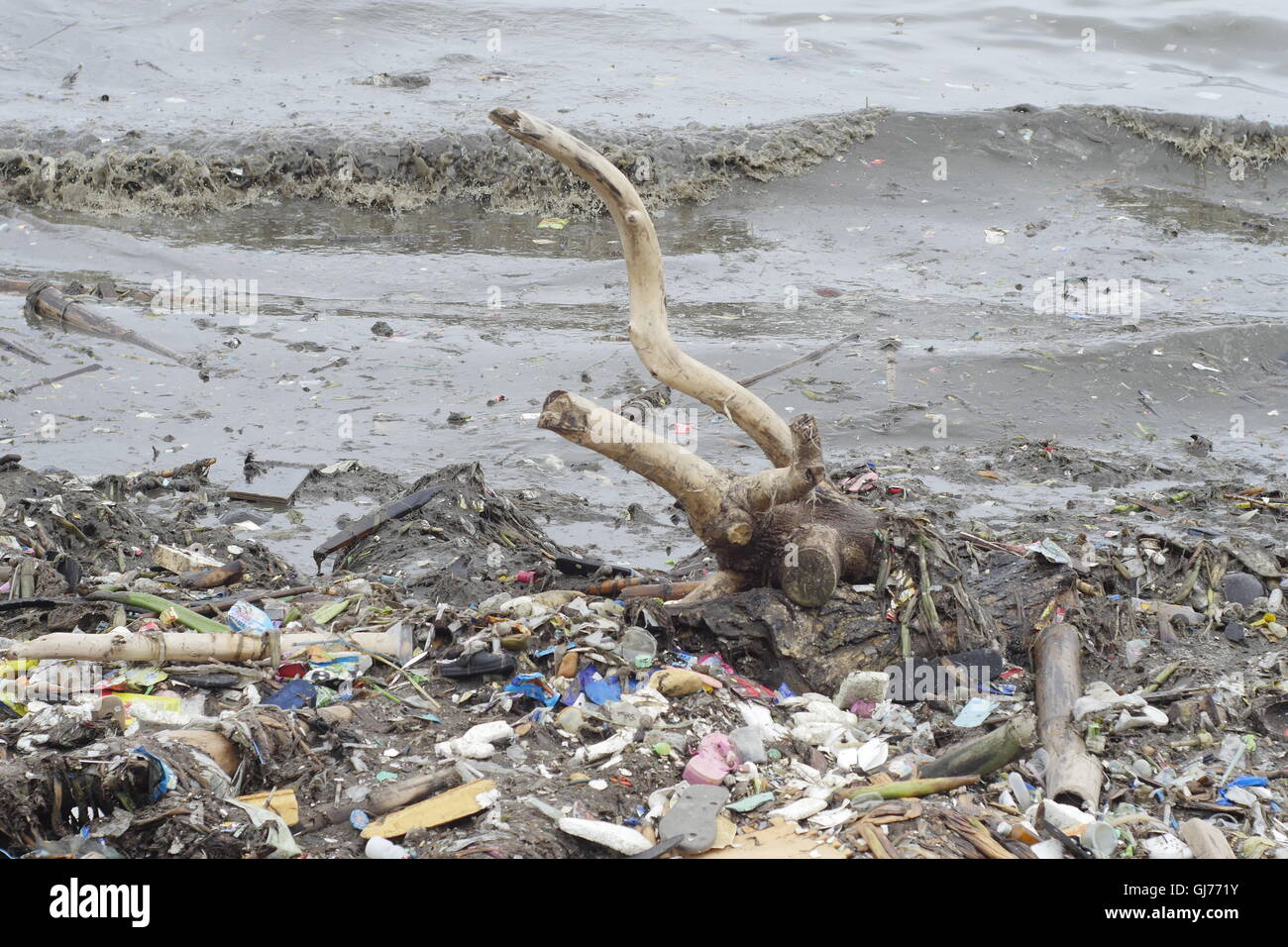 Manila, Philippines. 10th Aug, 2016. The water is completed black from ...