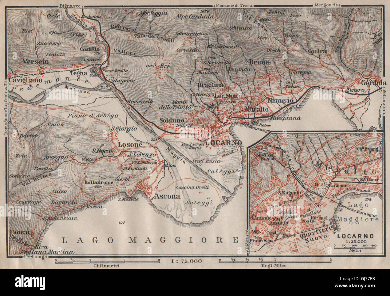LOCARNO area. Losone Gordola Muralto Brione. Switzerland Suisse Schweiz ...