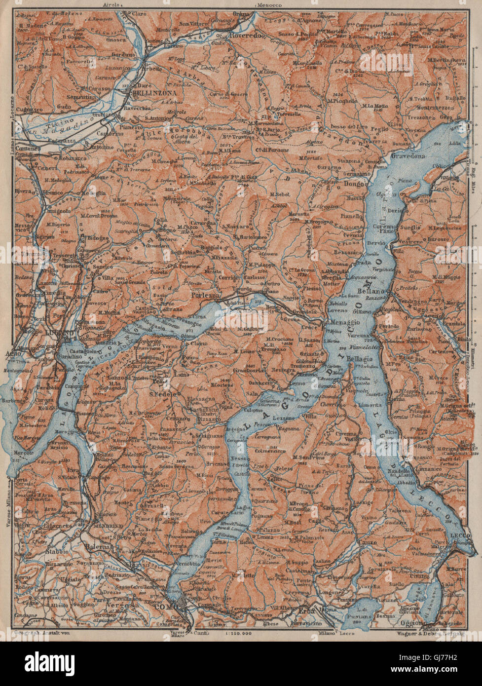 Lago di como map hi-res stock photography and images - Alamy