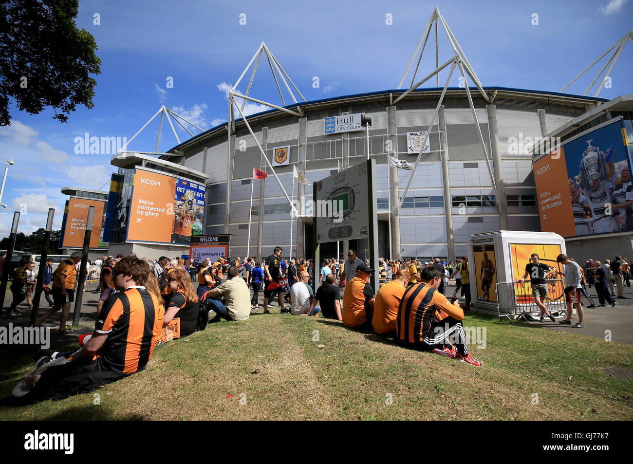 Hull City fans outside the stadium before the Premier League match at the KCOM Stadium, Hull ...