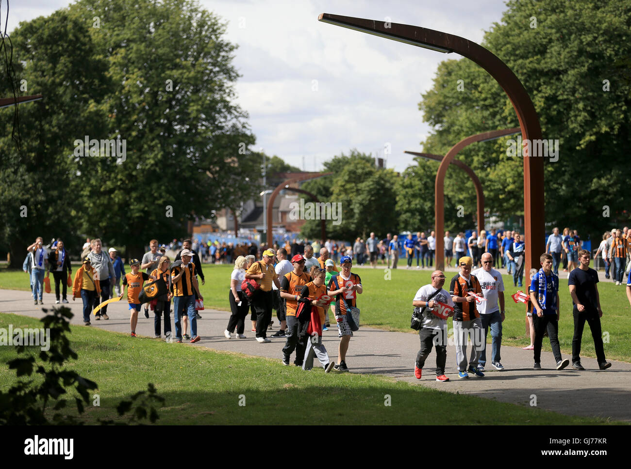 Hull City fans outside the stadium before the Premier League match at the KCOM Stadium, Hull ...