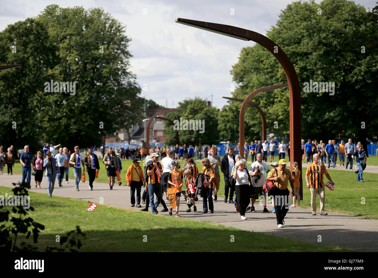 Hull City fans outside the stadium before the Premier League match at the KCOM Stadium, Hull ...