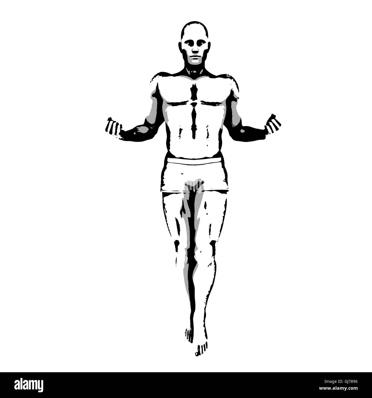 Comic Book Hero Pose in Sketch Ink Illustration Stock Photo - Alamy