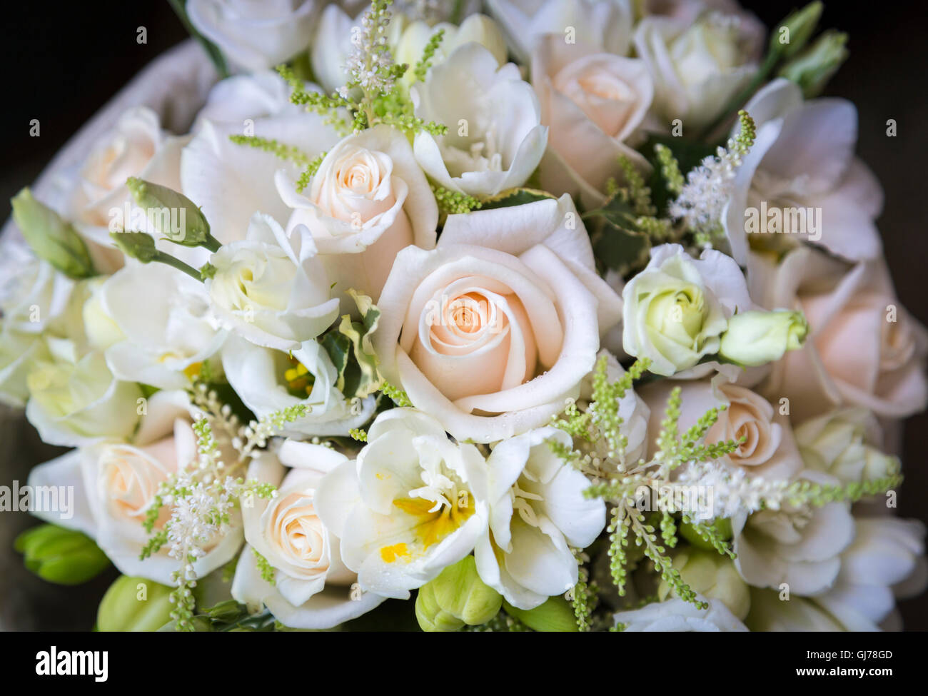 Arrangement of pastel coloured roses for a wedding bouquet or floral ...