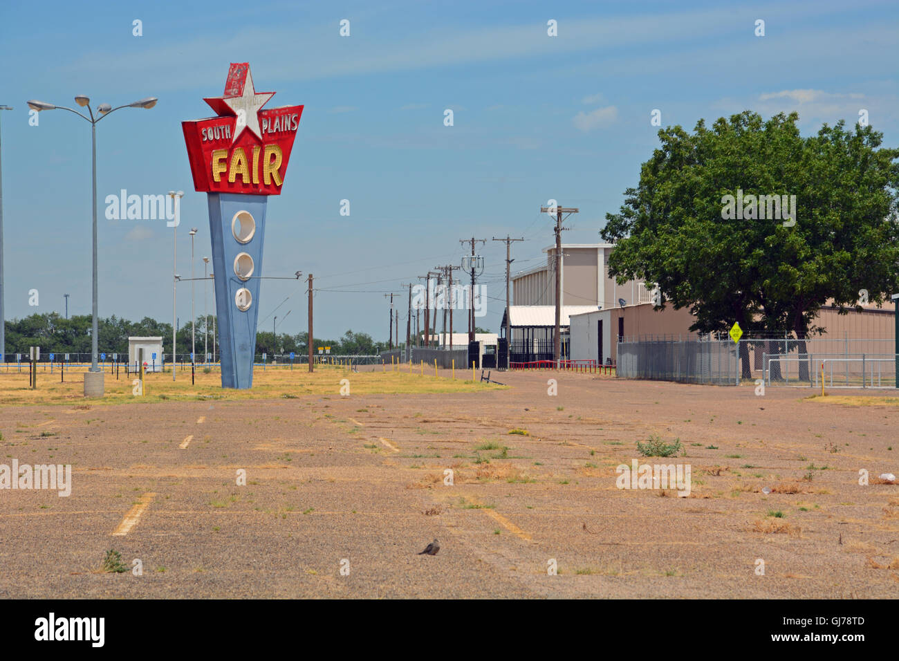 The South Plains Fair sign towers over an empty parking lot in Lubbock ...