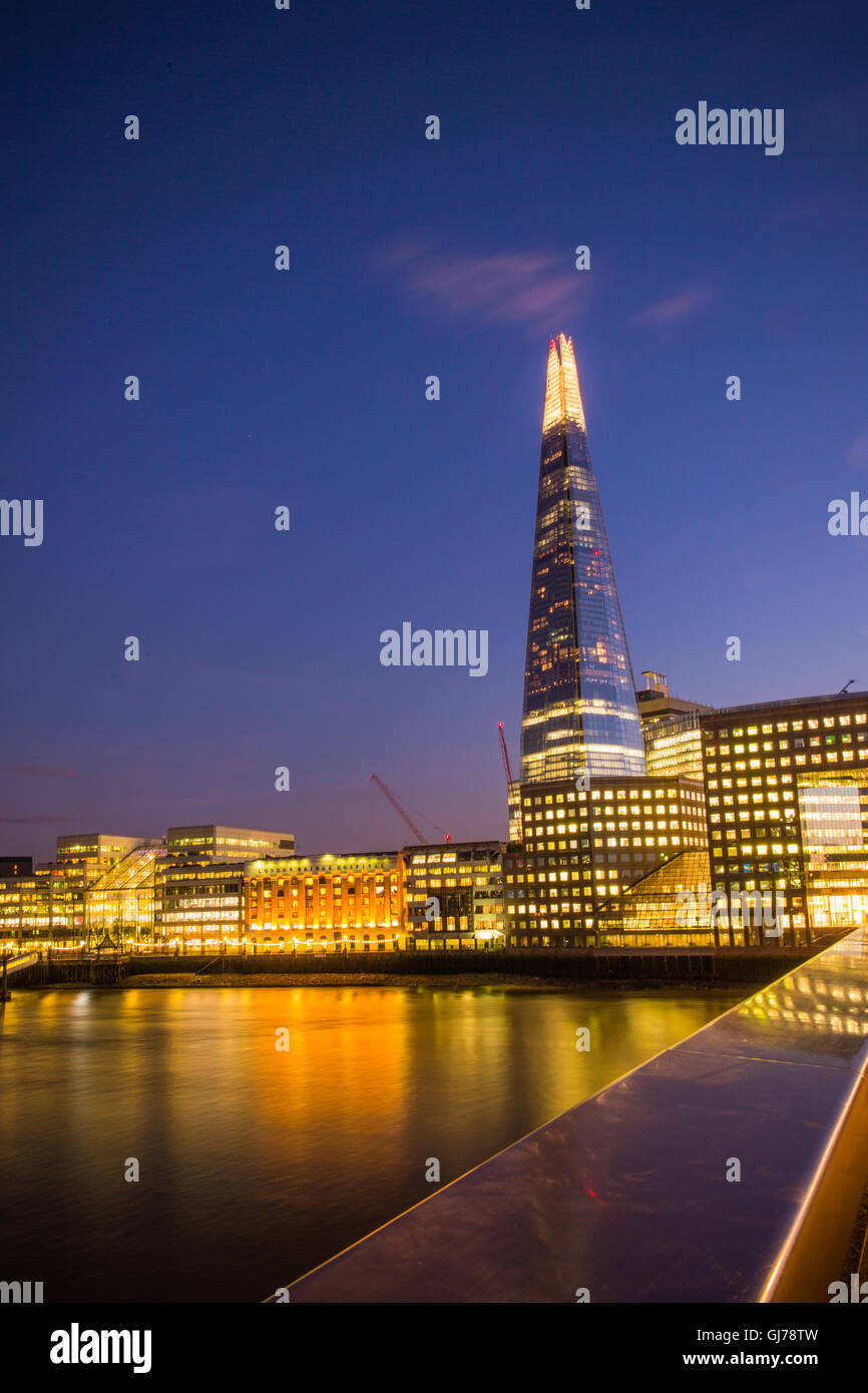 Evening view of the Shard from London Bridge, London, UK Stock Photo ...