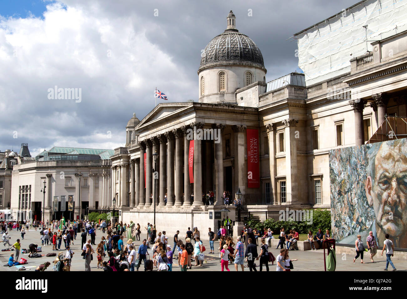 The National Gallery art museum in Trafalgar Square in the City of ...
