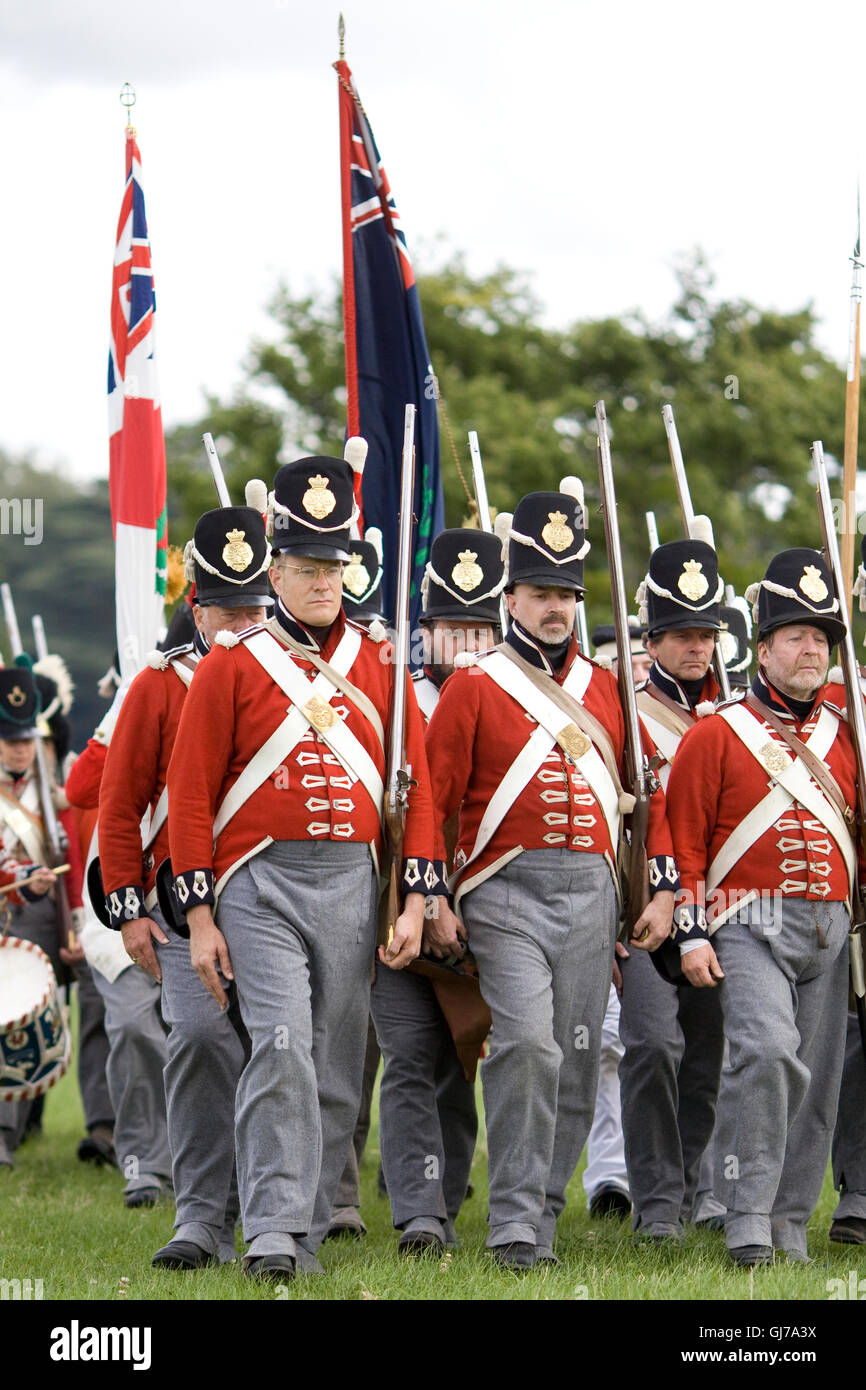 Reenactment of the coldstream guards going into battle Stock Photo - Alamy