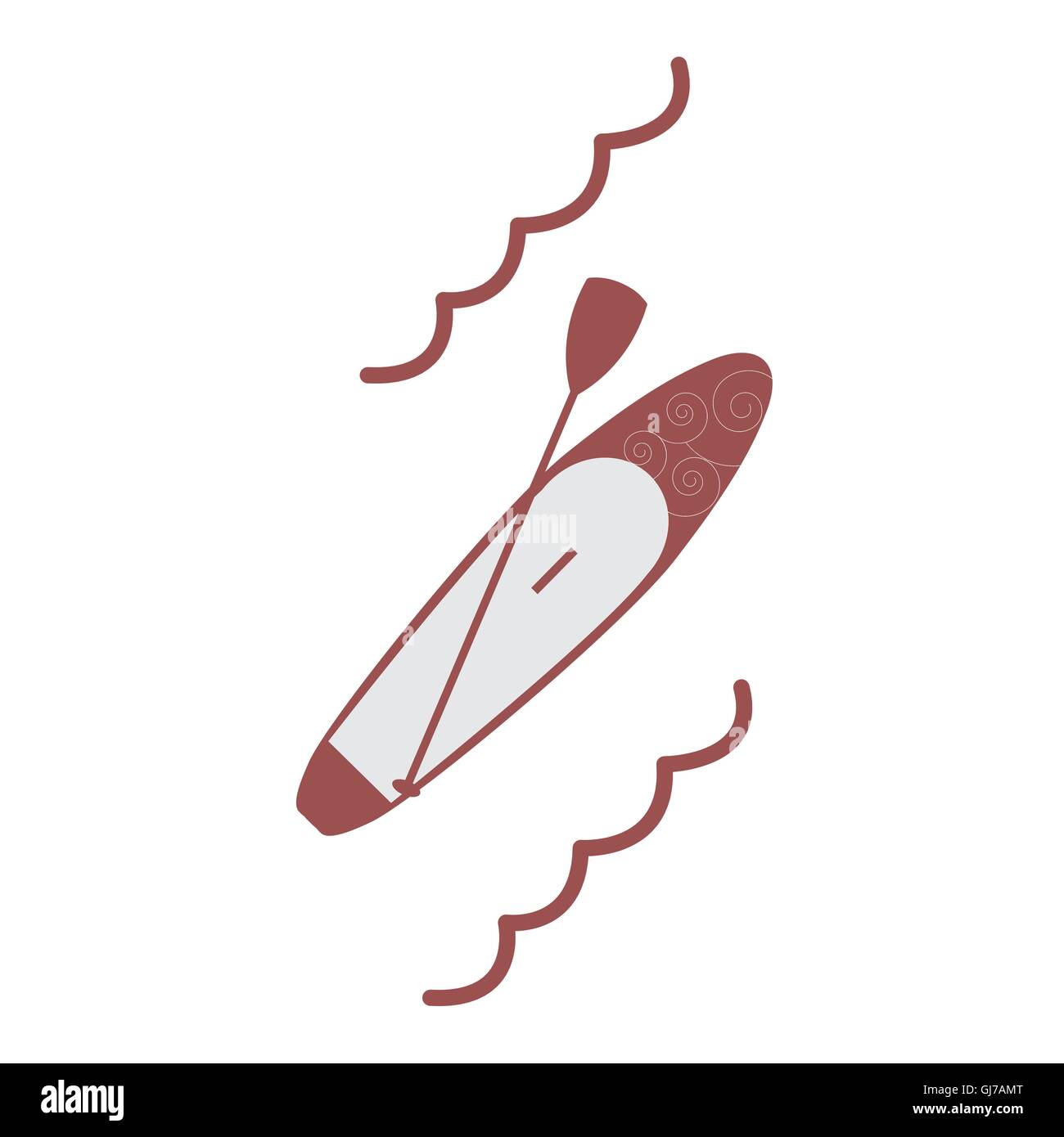 Stylized icon of a colored stand up paddling on a white background ...
