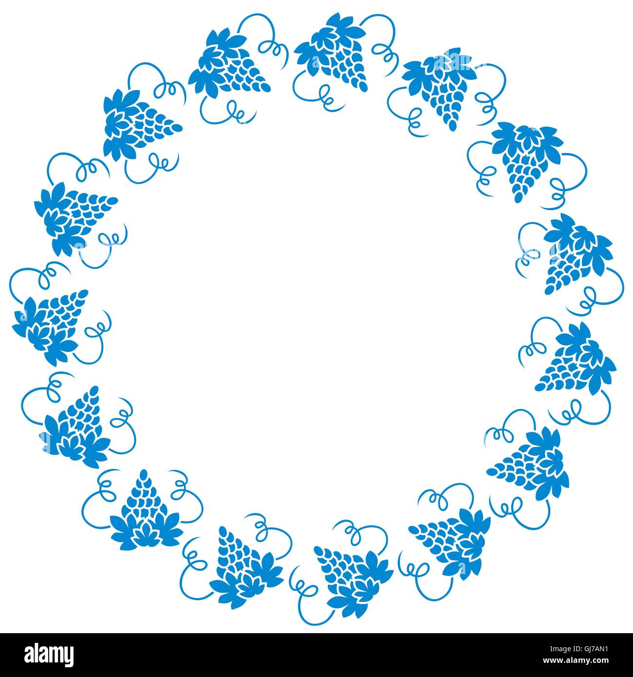Cute frame made of a colored bunch of grapes arranged in a circle on a ...