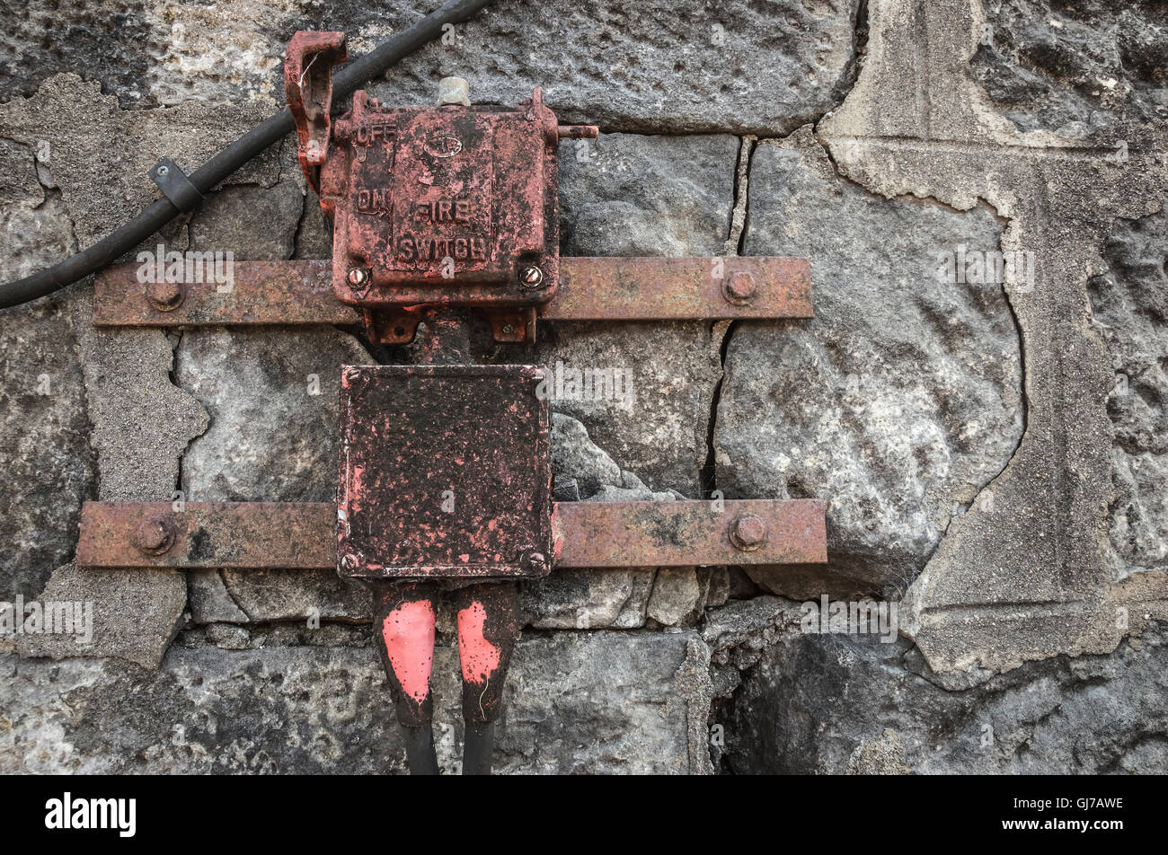 Power distribution boxes on an old building Stock Photo - Alamy