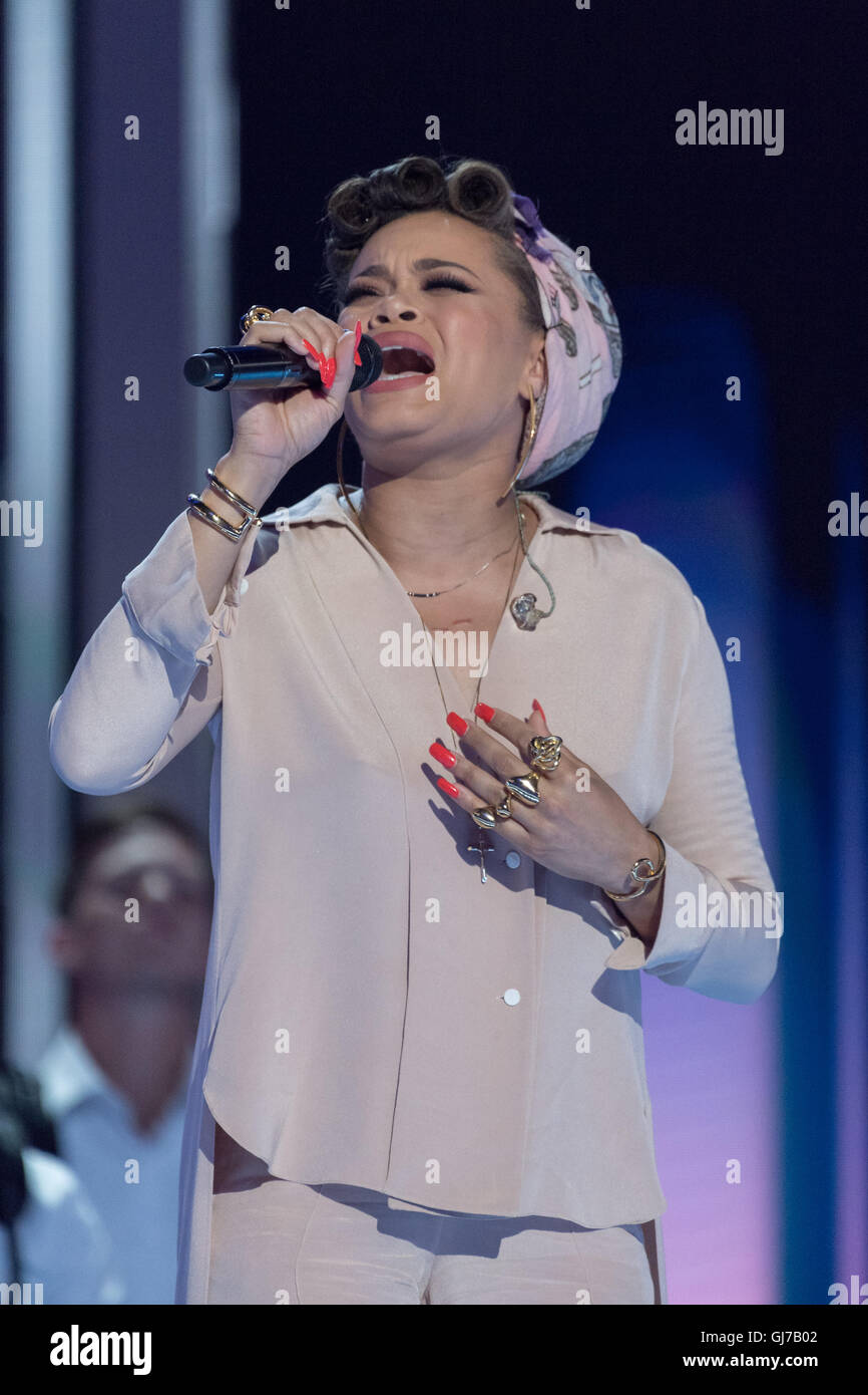 Singer Andra Day performs during the 2nd day of the Democratic National ...