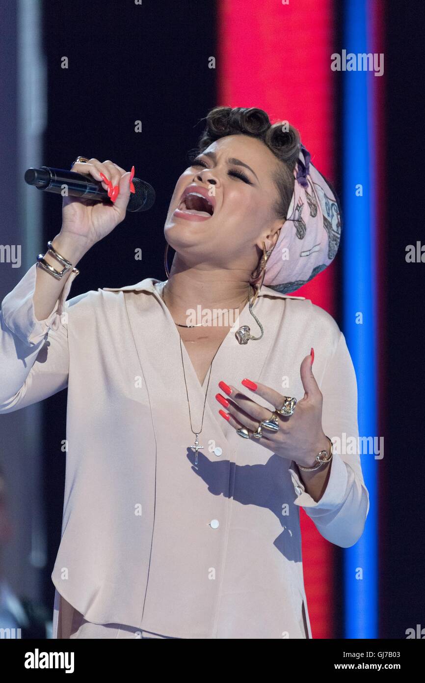 Singer Andra Day performs during the 2nd day of the Democratic National ...