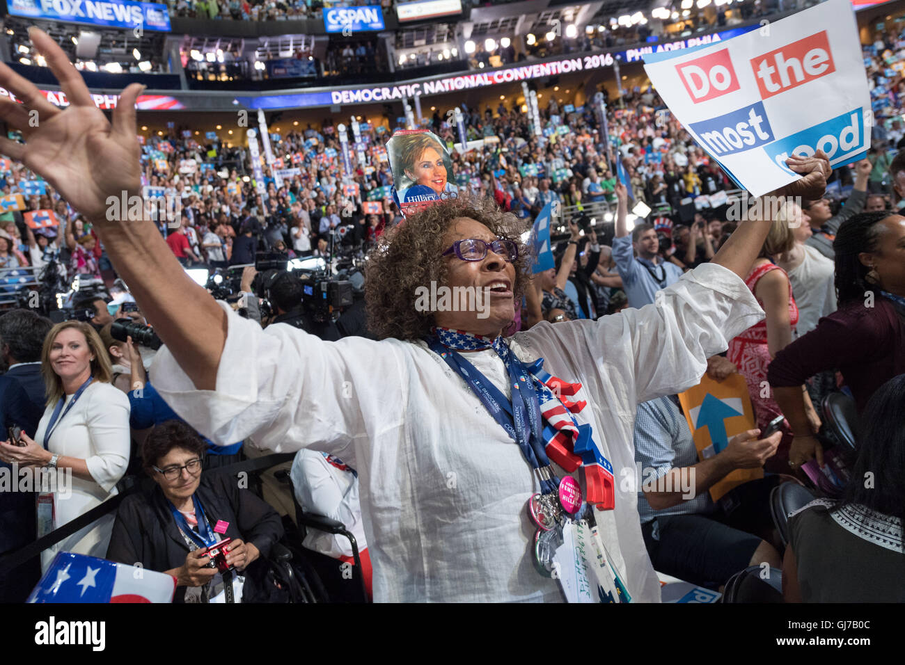 Delegates cheer in support of Hillary Rodham Clinton during the 2nd day ...