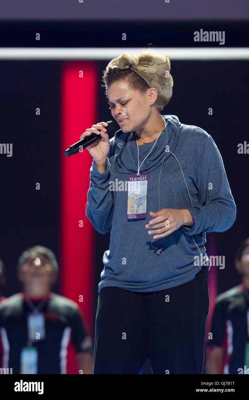 Singer Andra Day performs a mic check before the start of the 2nd day ...
