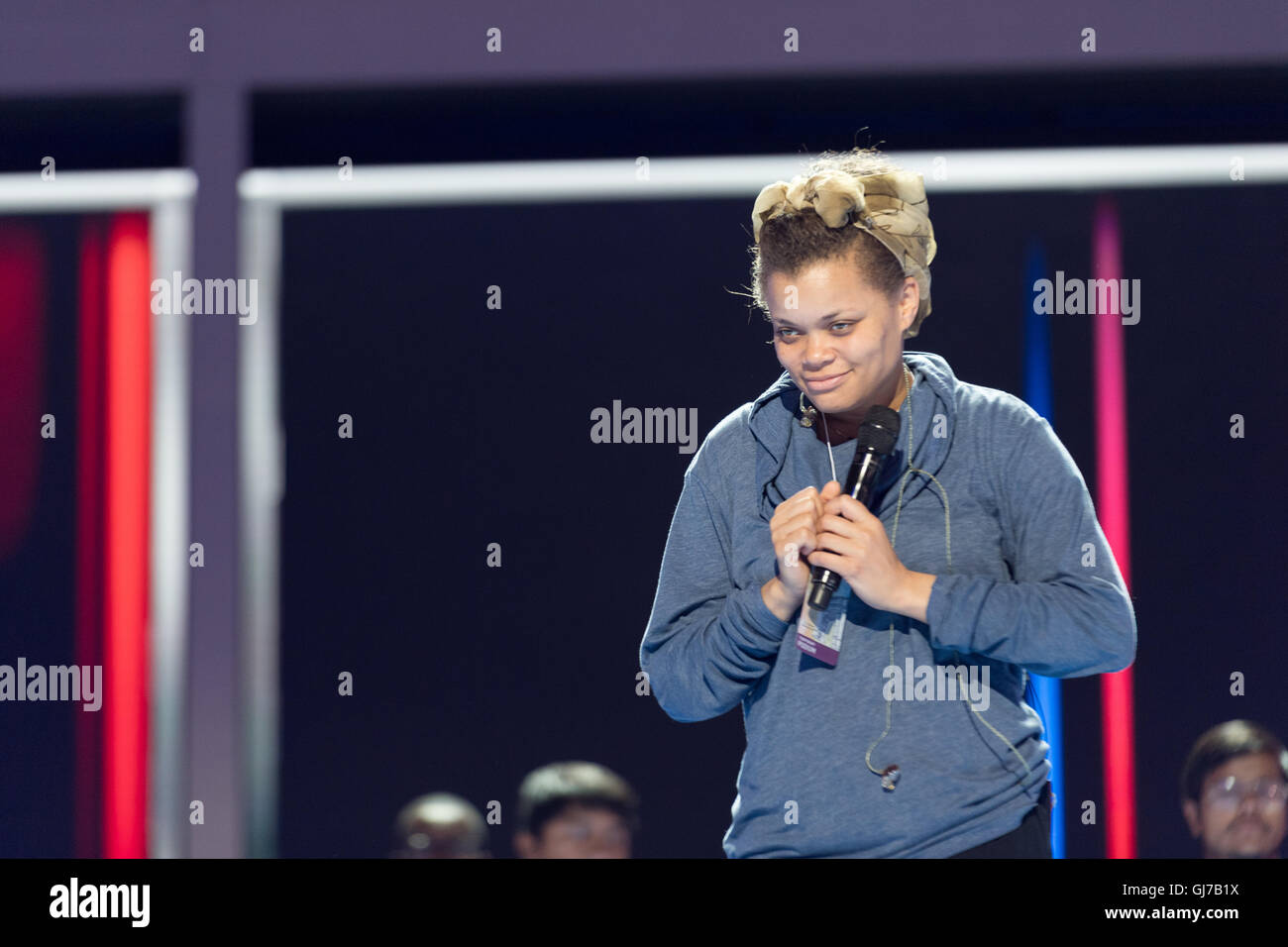 Singer Andra Day performs a mic check before the start of the 2nd day ...