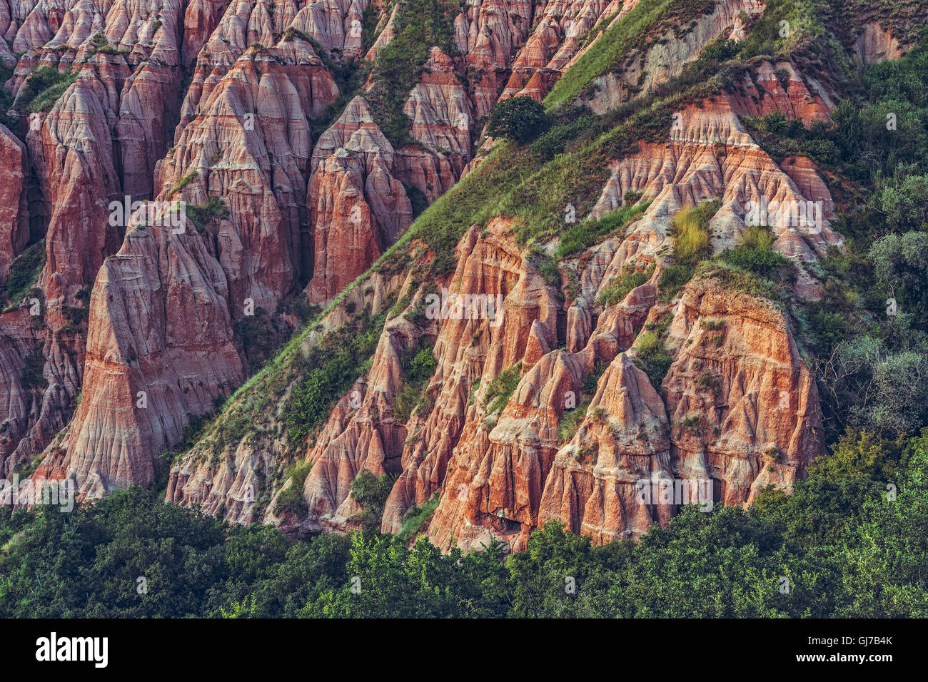 Red Ravine cliff, a unique natural monument with impressive craggy ...