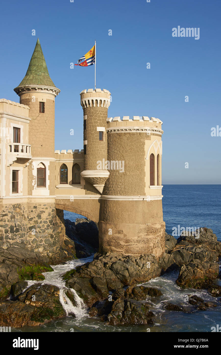 Historic building Wulff Castle built on the rocky Pacific coast of ...