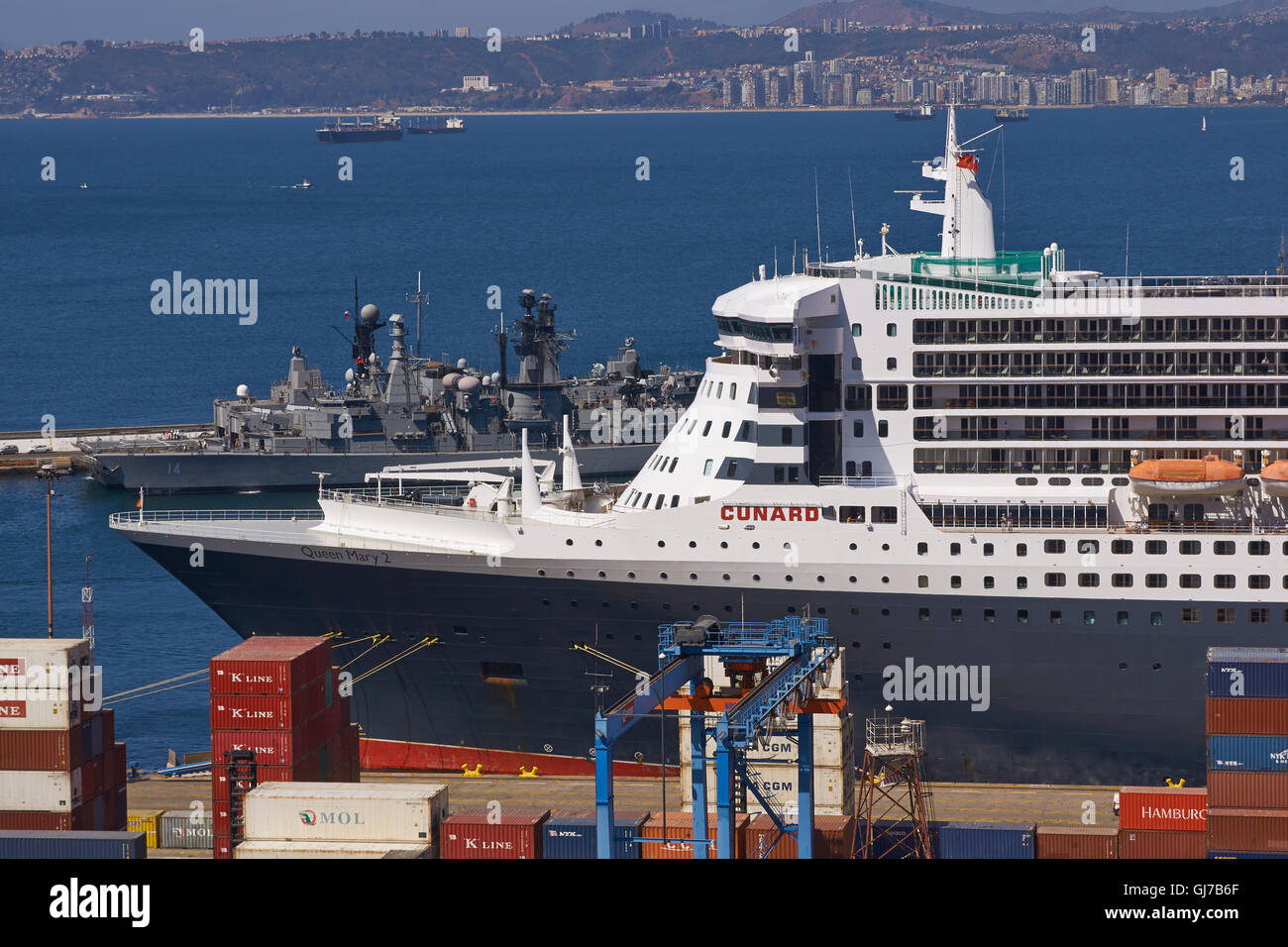 Large ocean liner berthed in the UNESCO World Heritage port city of ...