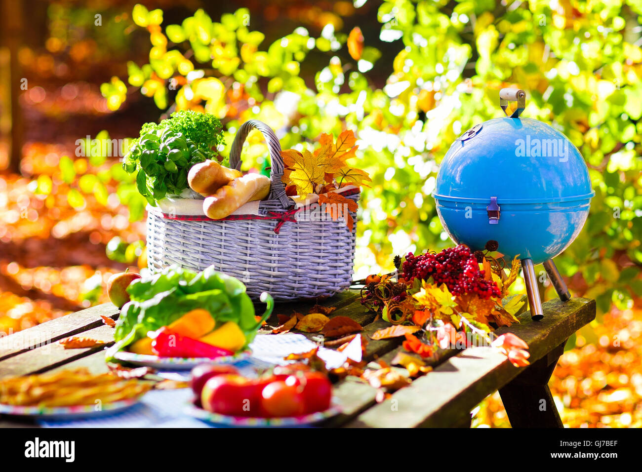 Picnic table with food hi-res stock photography and images - Alamy