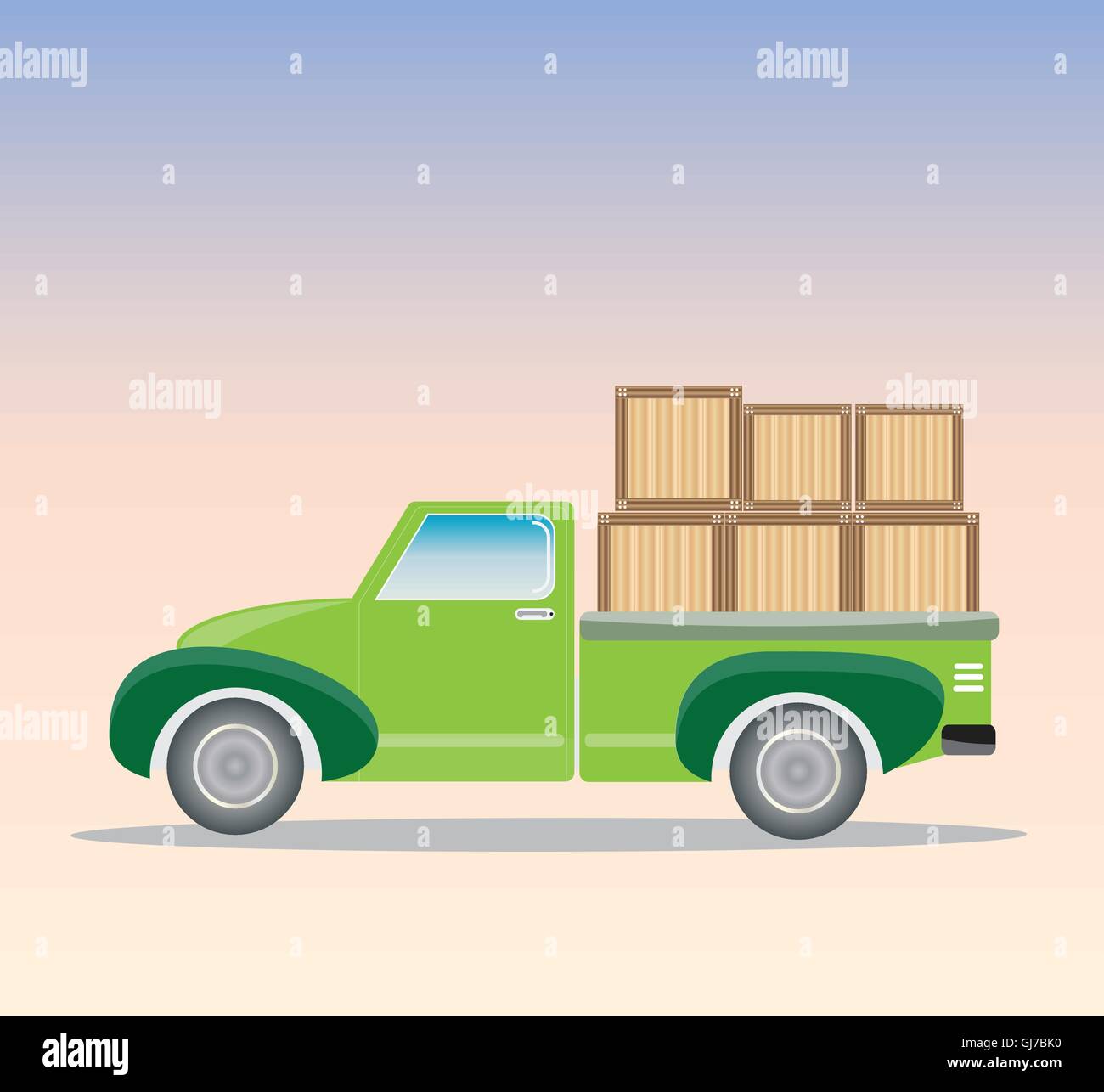 Side view of Old Pick up Truck with wood cargo box Stock Vector Image ...