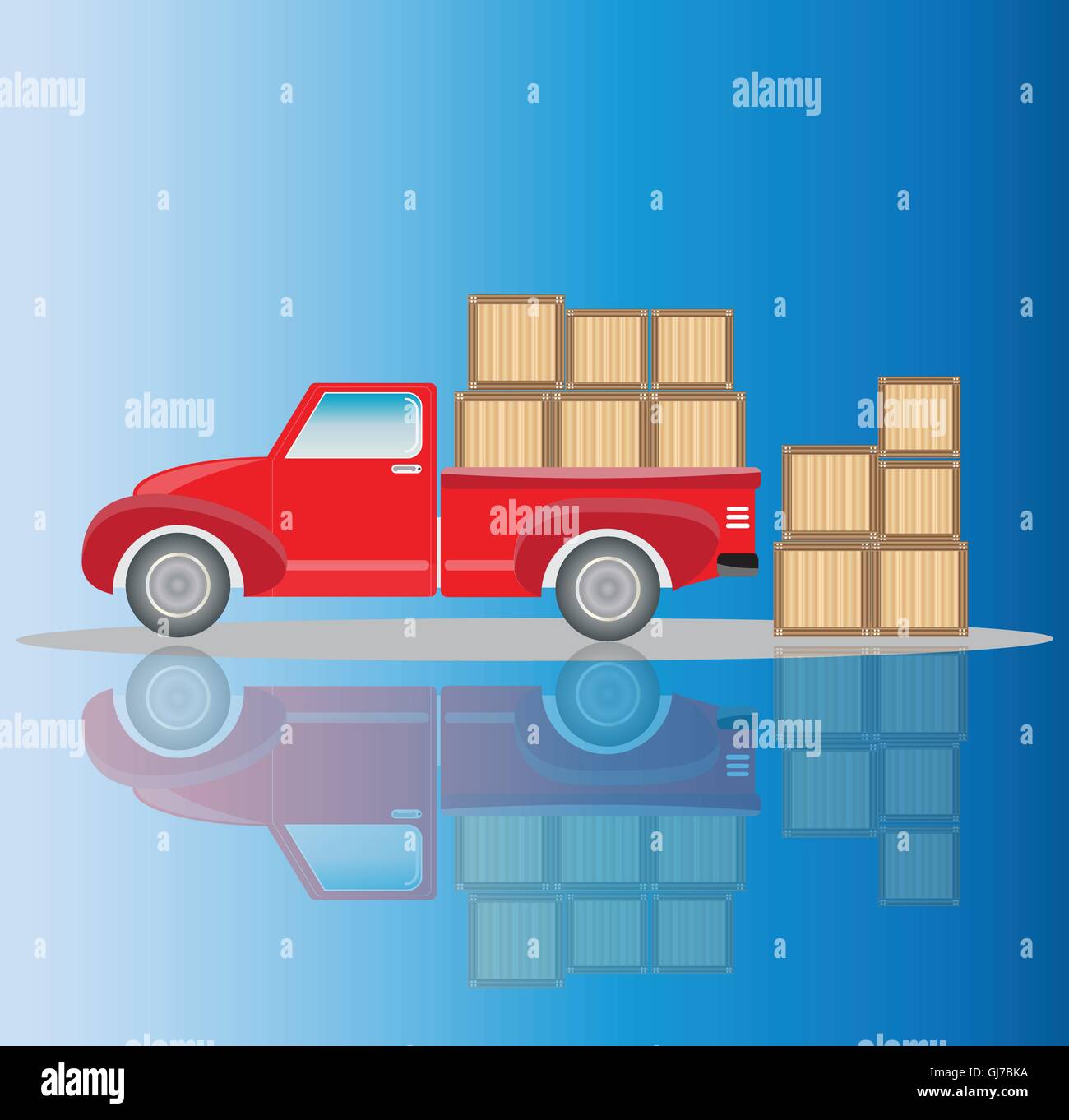 Side view of Old Pick up Truck with wood cargo box Stock Vector Image ...