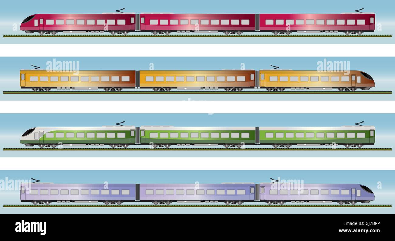 Set of High speed train vector illustration Stock Vector Image & Art ...